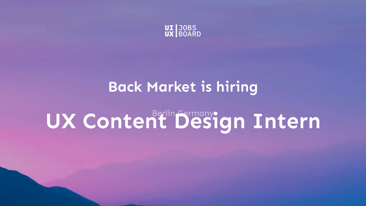 UX Content Design Intern at Back Market in Berlin Germany